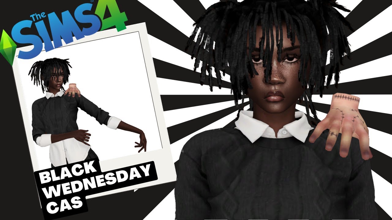 SIMS 4 CAS| BLACK WEDNESDAY ADDAMS| SIMS 4 CC LINKS INCLUDED - YouTube