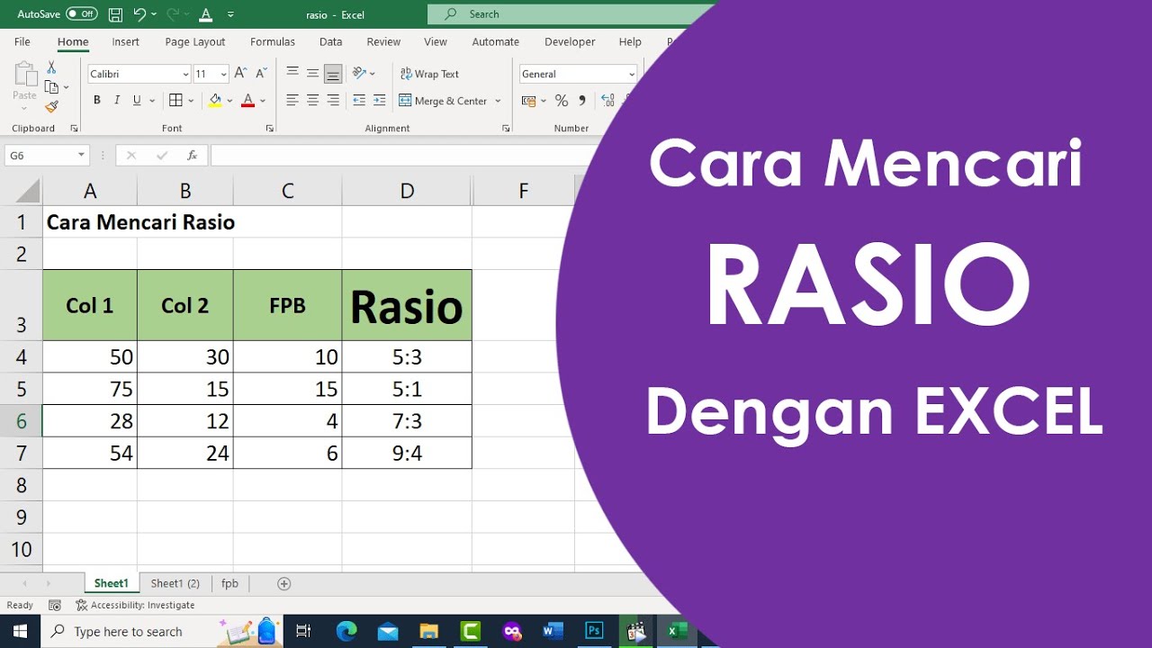 Cara Mencari Rasio dengan Excel - YouTube