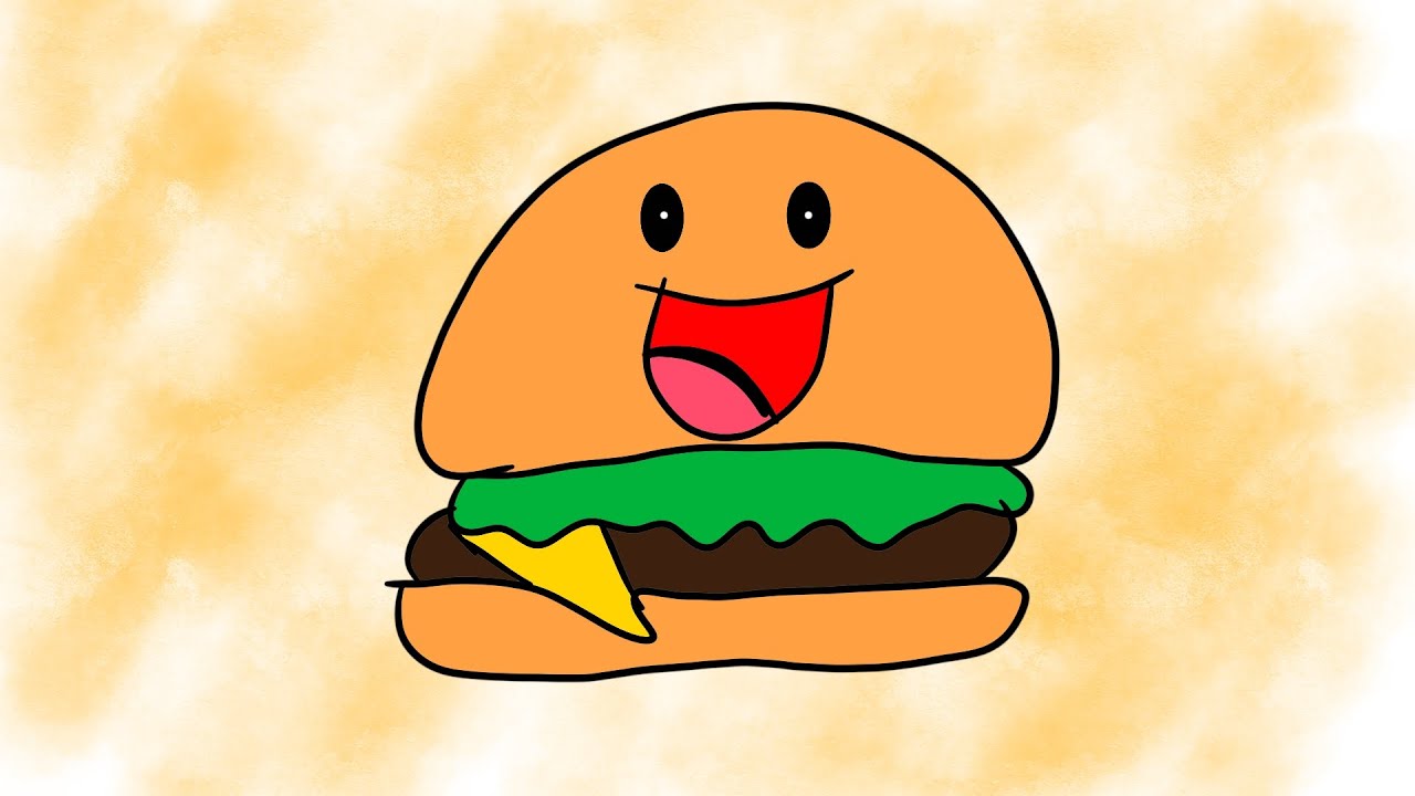 How To Draw A Cartoon Burger With A Face - YouTube