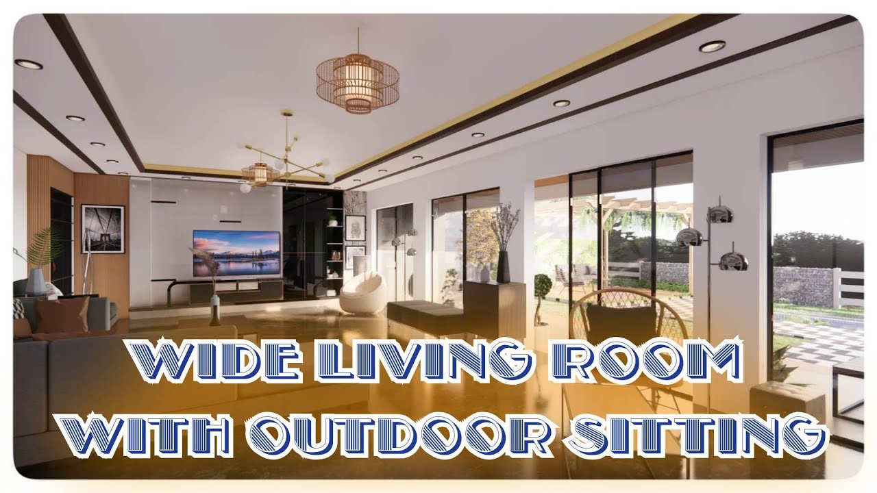 WIDE LIVING ROOM DESIGN AND OUTDOOR SITTING II SKETCHUP II ENSCAPE ...