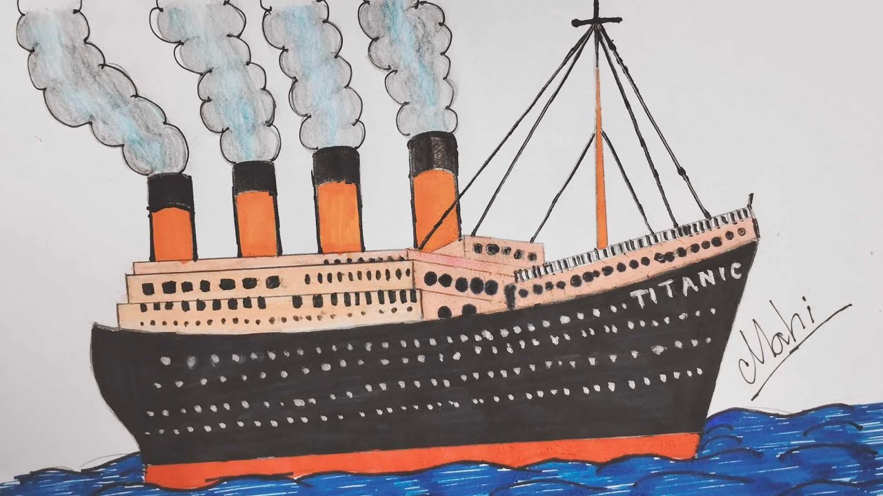 How to draw Titanic || Easy Titanic drawing for beginners - step by ...