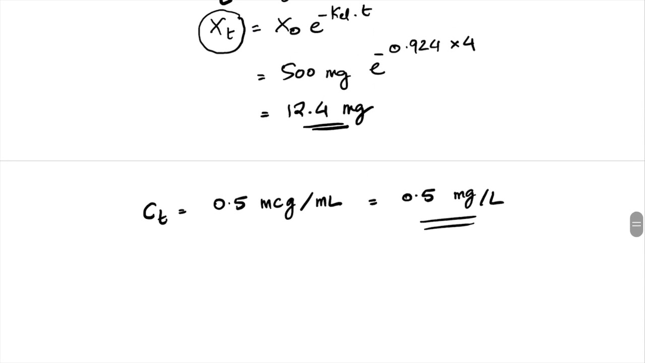 IV Bolus One Compartment model -Sample problems - YouTube