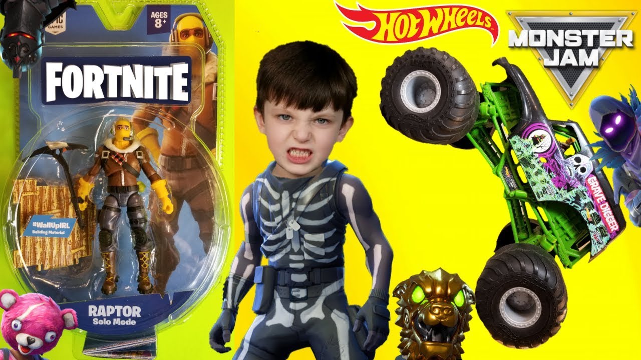 HOT WHEELS MONSTER JAM MONSTER TRUCKS and FORTNITE ACTION FIGURE - YouTube