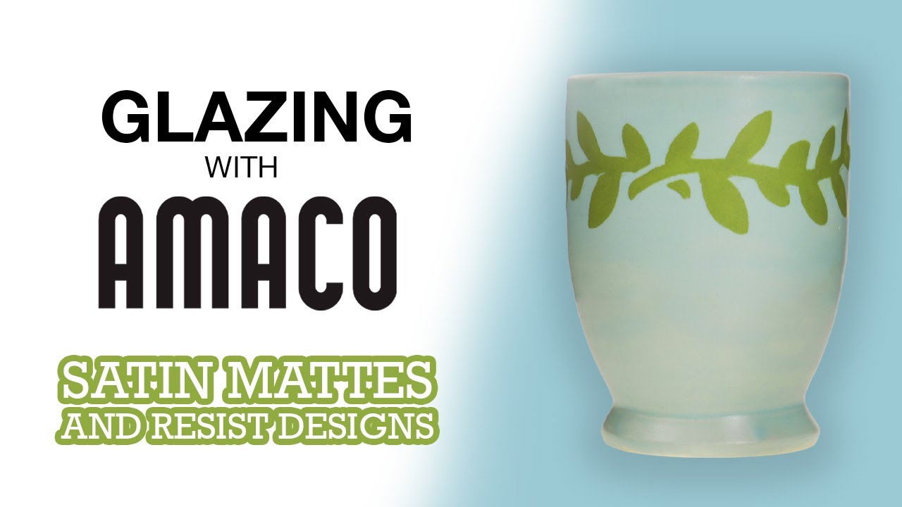 Glazing with AMACO: Satin Mattes and resist designs - YouTube