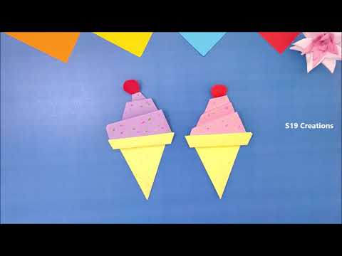 How to make Paper Ice ream easy tutorial | DIY origami Ice Cream cone ...