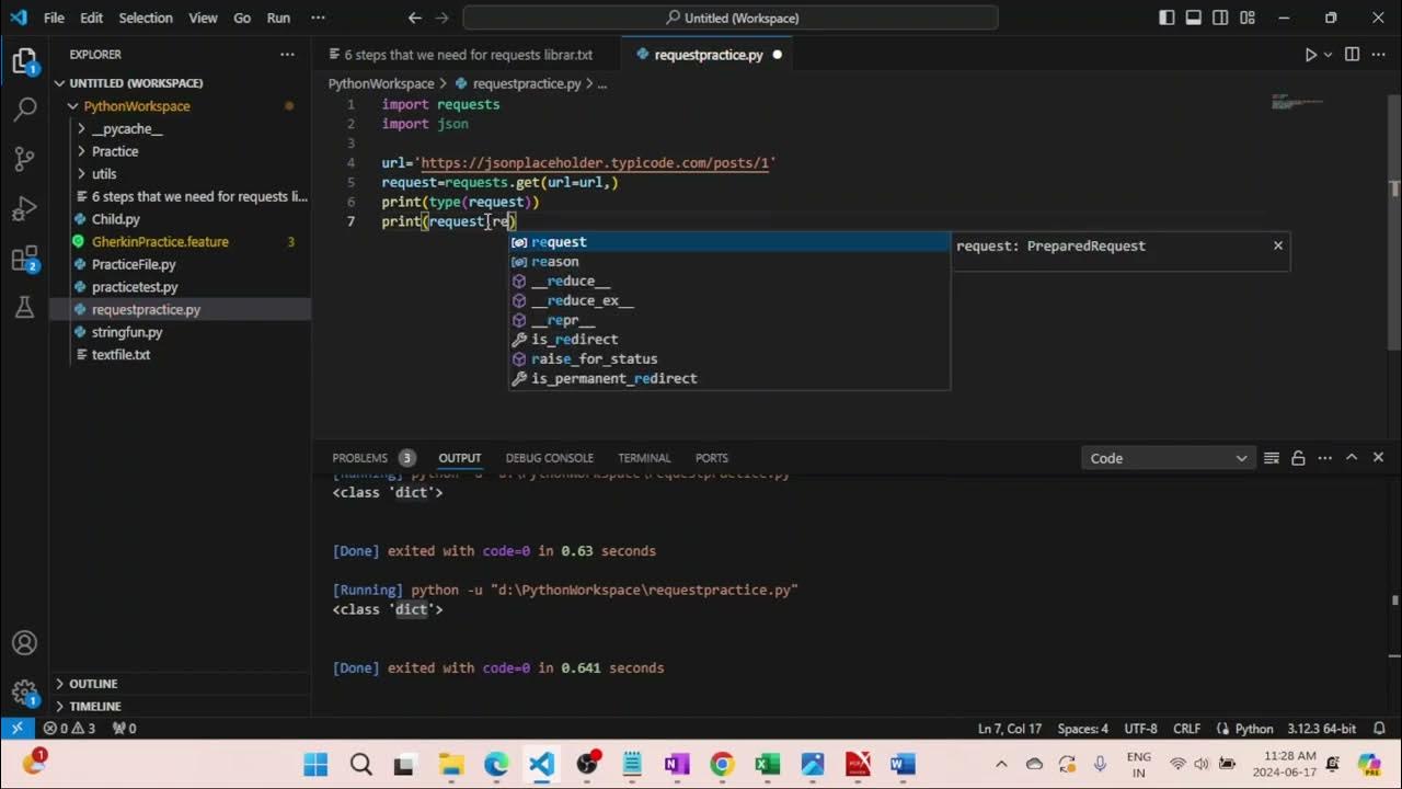 Part 14: Setting up REST API Requests library in Python Vscode and intro to GET method of ...