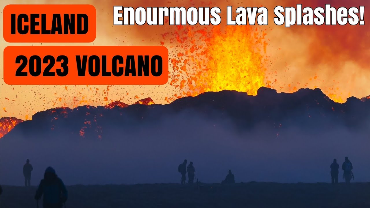 Huge Lava Splashes Makes People Forget About The Gases! Iceland Litli ...