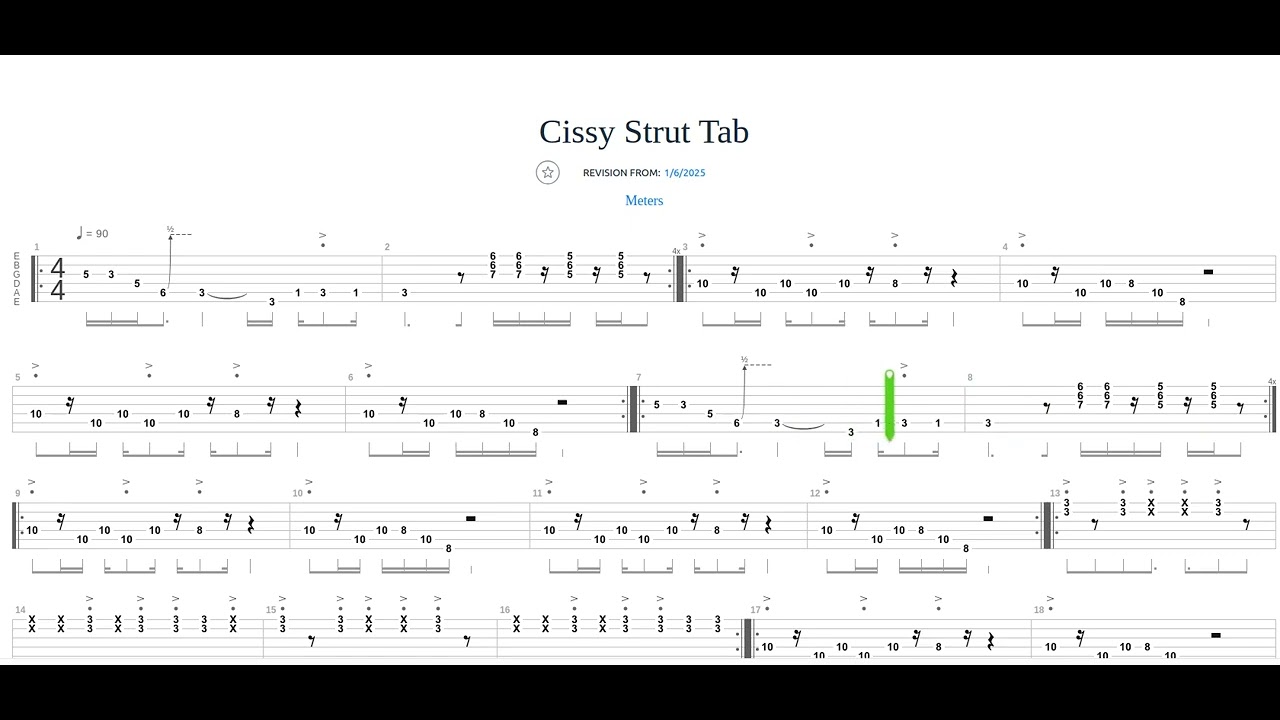 Cissy Strut Tab by Meters + Guitar only + Guitar tab - YouTube