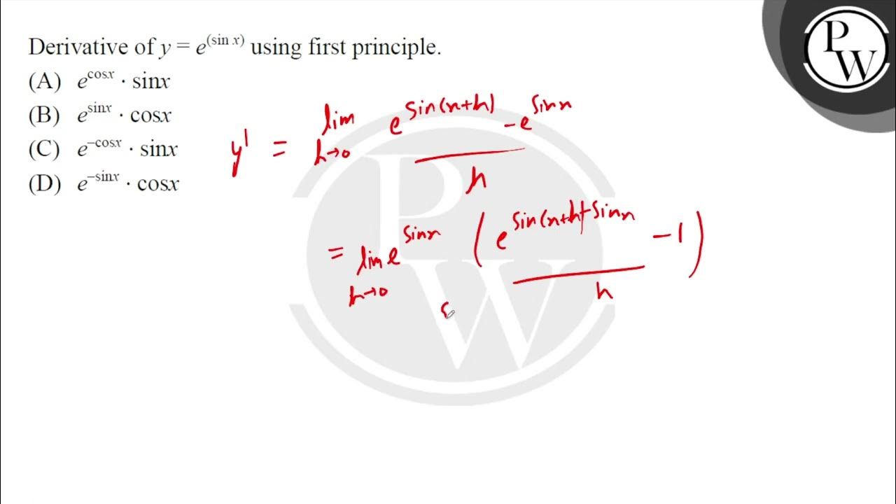 Derivative of \( y=e^{(\sin x)} \) using first principle..... - YouTube