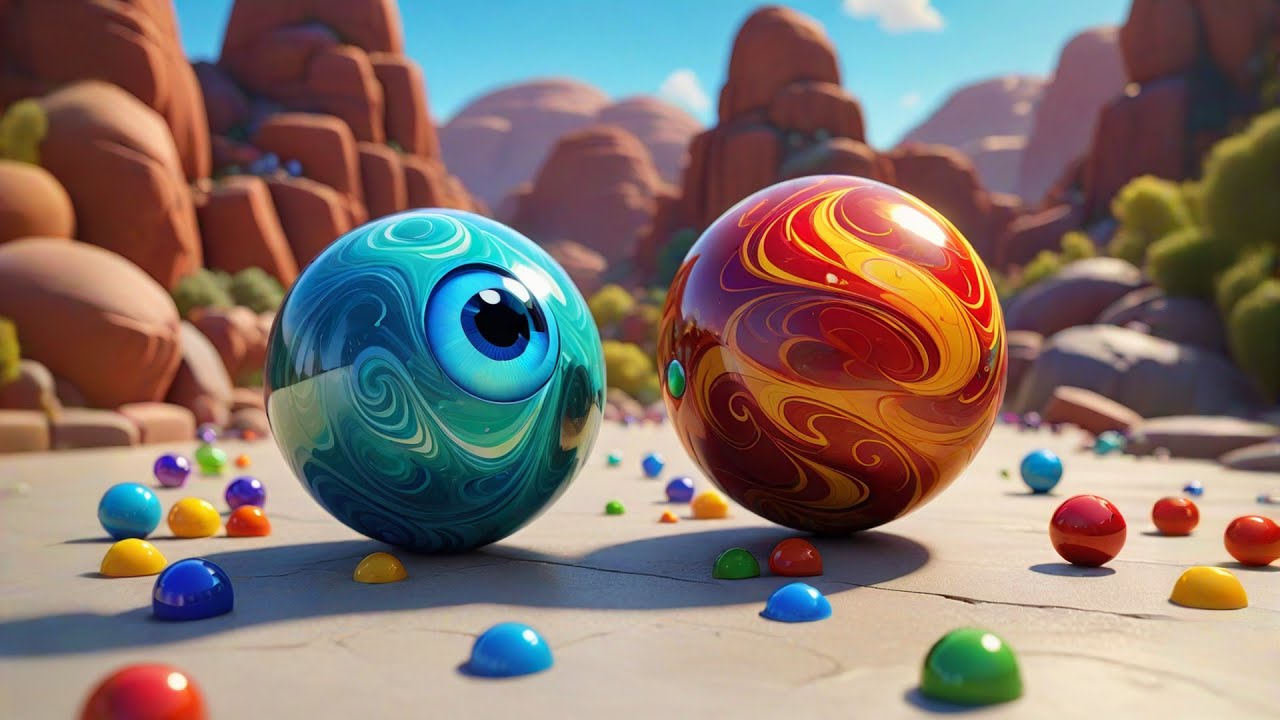 Eight Spinning Marbles Roll and Roll | Marble Song for Kids | Nursery ...