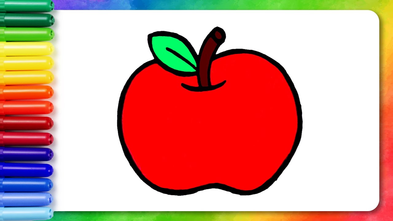 How To Draw And Color A Red Apple 🍎 | Learning Kids Drawings | Magic ...