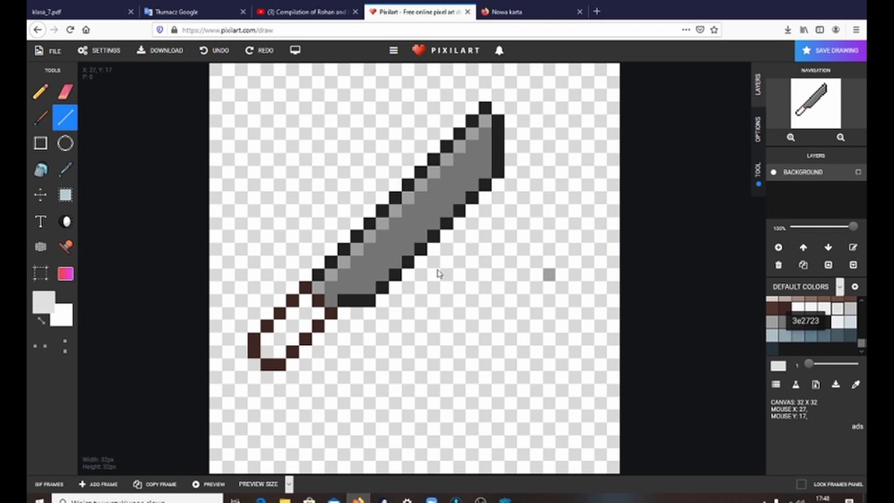 how to make easy pixel machete tutorial - YouTube