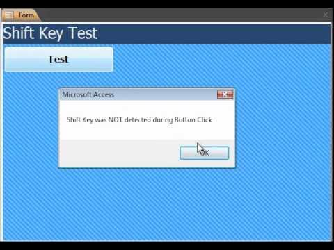 Access Database VBA Detect Shift Key on Button Click - YouTube