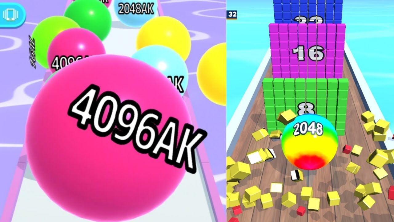 The Evolution of 2048 Merge Games : 2048 Color Ball Run vs Ball Run ...