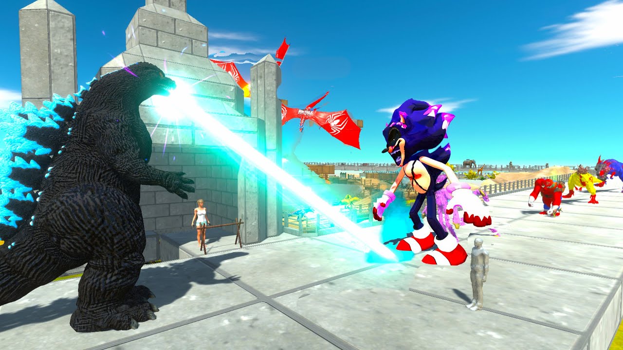 SONIC EXE vs HEISEI GODZILLA RESCUE MISSION - Animal Revolt Battle ...