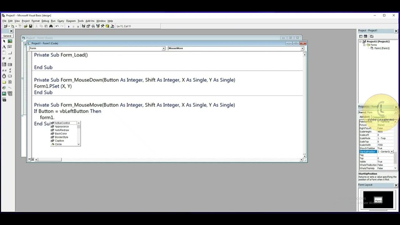 Visual Basic 6.0 | Graphics handling 'Pset' | CodeLearning - YouTube
