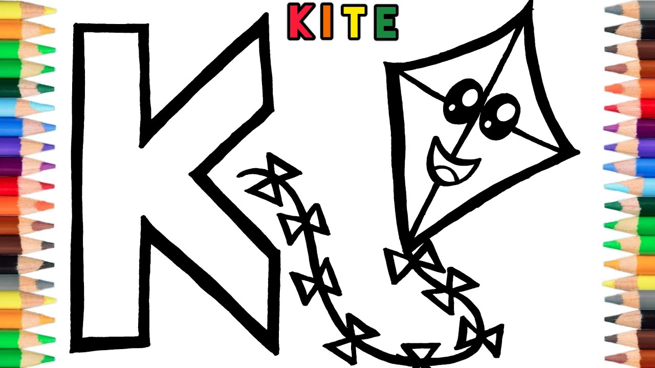 Kids ABC learning and drawing| Letter K for KITE art and learn ...