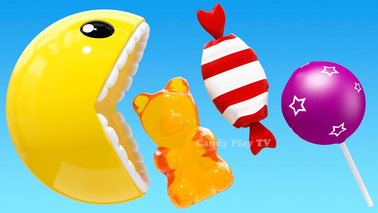Learn colors with 3D Pacman Lollipop Candy for Kids Children Toddlers ...