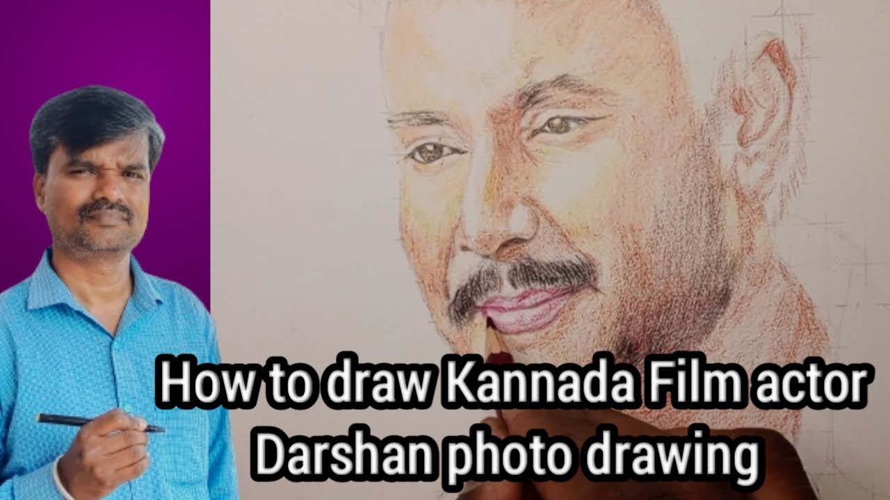 How to draw Film actor Darshan photo drawing #Raghudrawing - YouTube