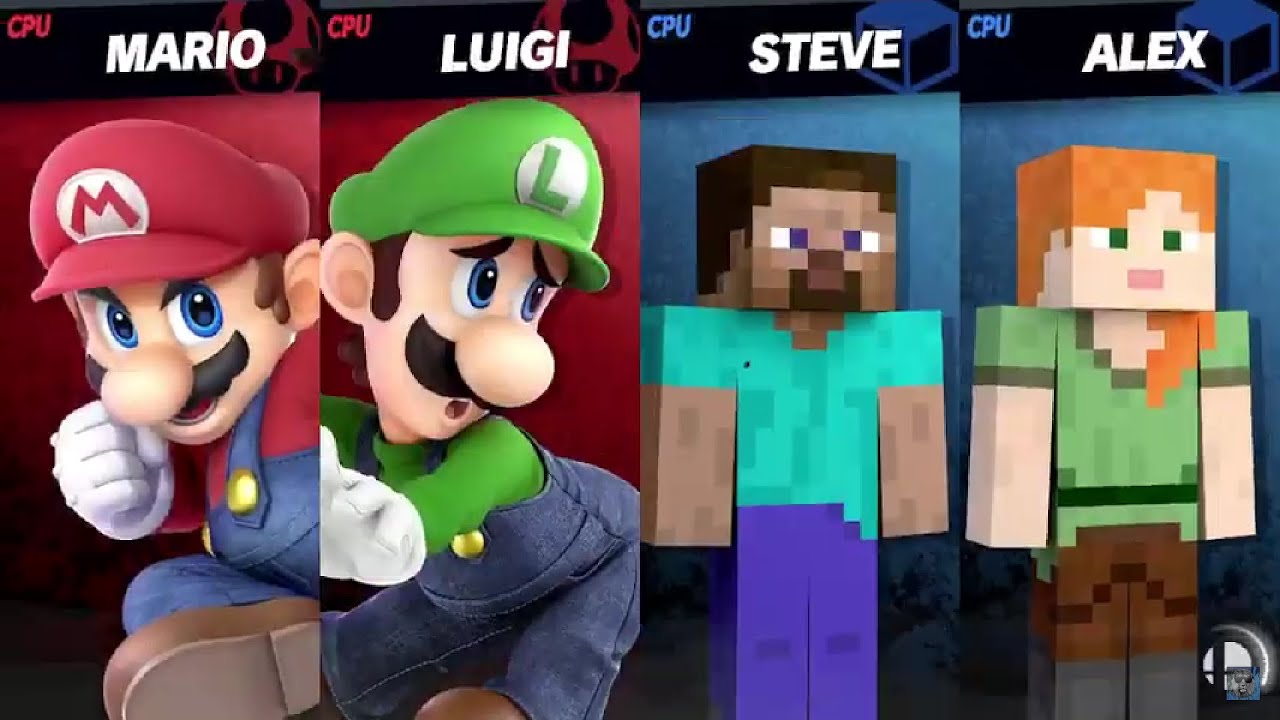 Smash Ultimate EX Mario & Luigi VS Steve & Alex - YouTube