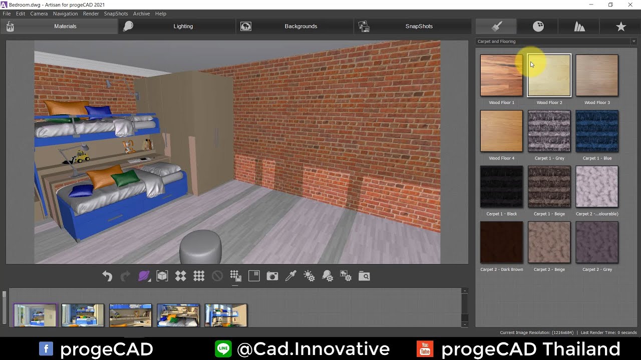 progeCAD : การใช้คำสั่ง Render งาน 3D - YouTube