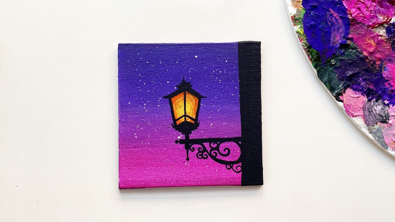 Easy Mini Canvas Painting Tutorial | Acrylic painting for beginners ...