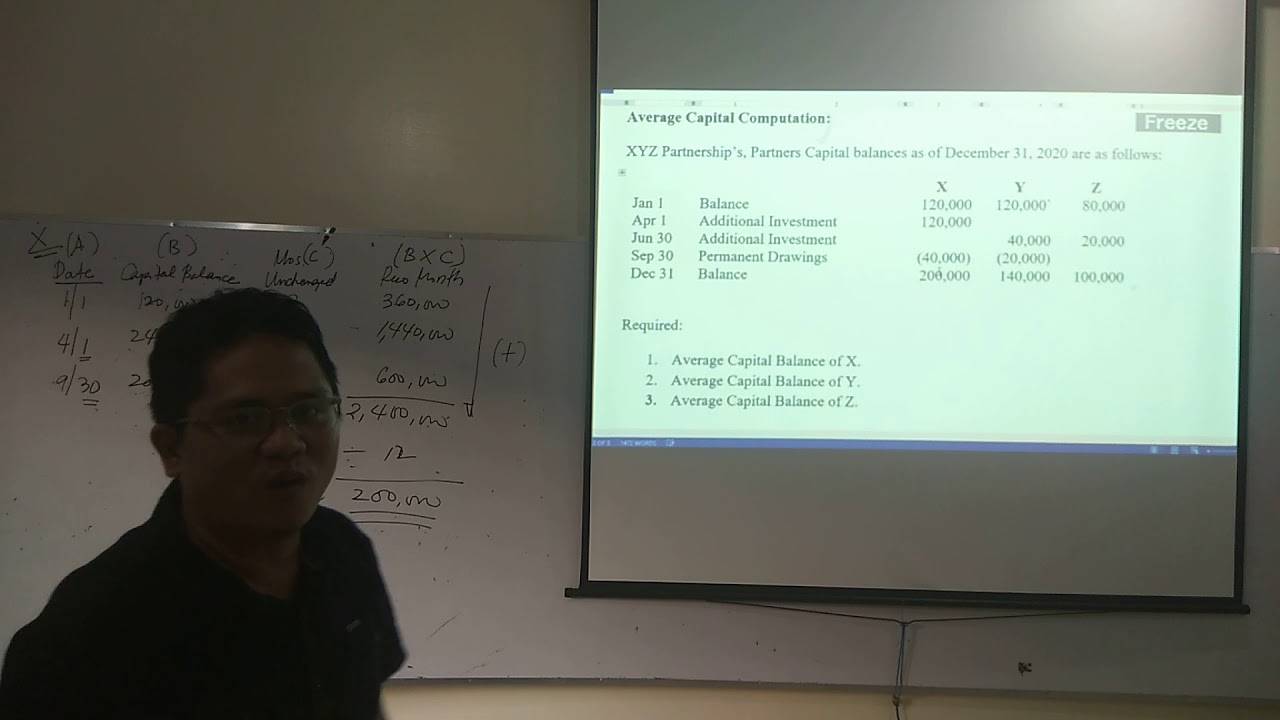 Partnership Accounting Part 3 - Average Capital Computation - YouTube