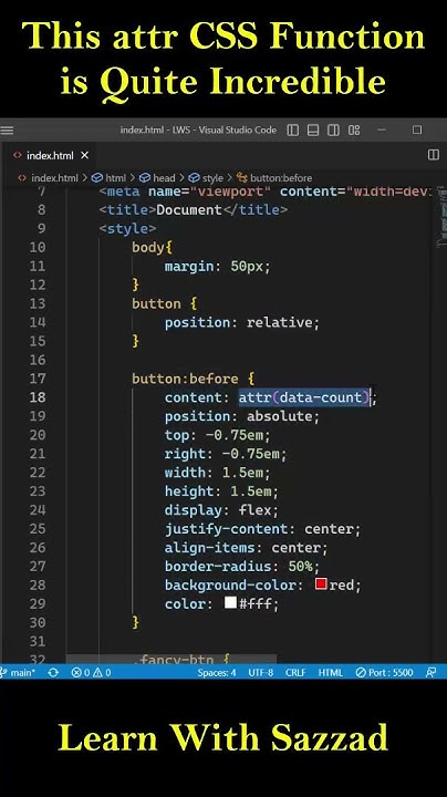 This Attr Css Function Is Quite Incredible Reels Short Html Css Youtube