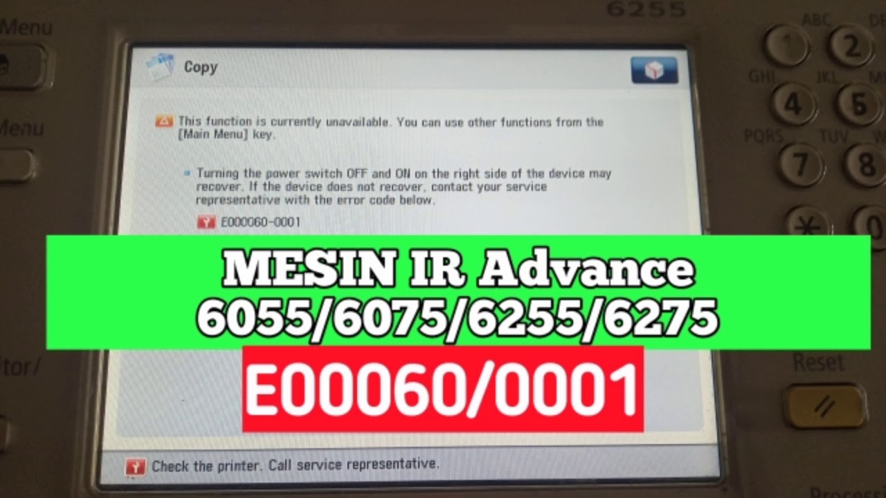 ERROR 00060/0001 IR ADVANCE 6055/6075/6255/6275 - YouTube