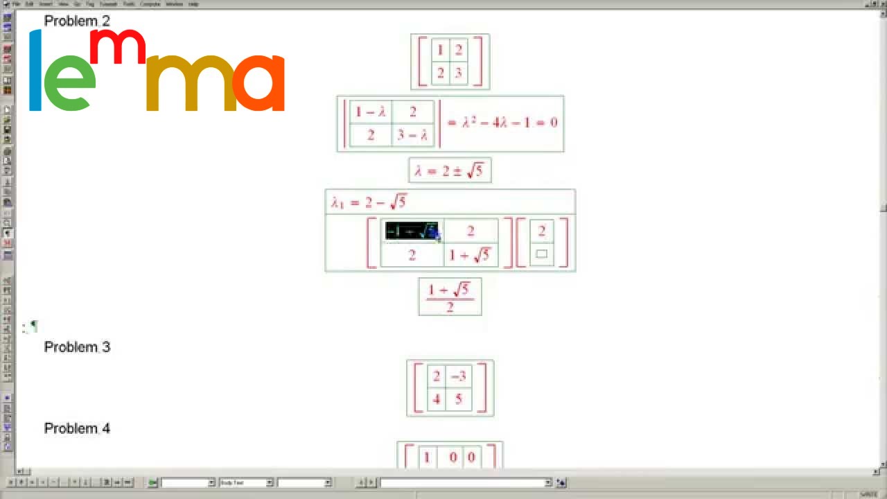Linear Algebra 16e: Eigenvalues and Eigenvectors Example with Radicals - YouTube