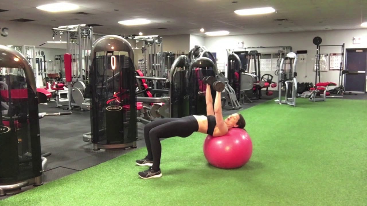 Single Arm Chest Press with Dumbbells on Stability Ball - YouTube