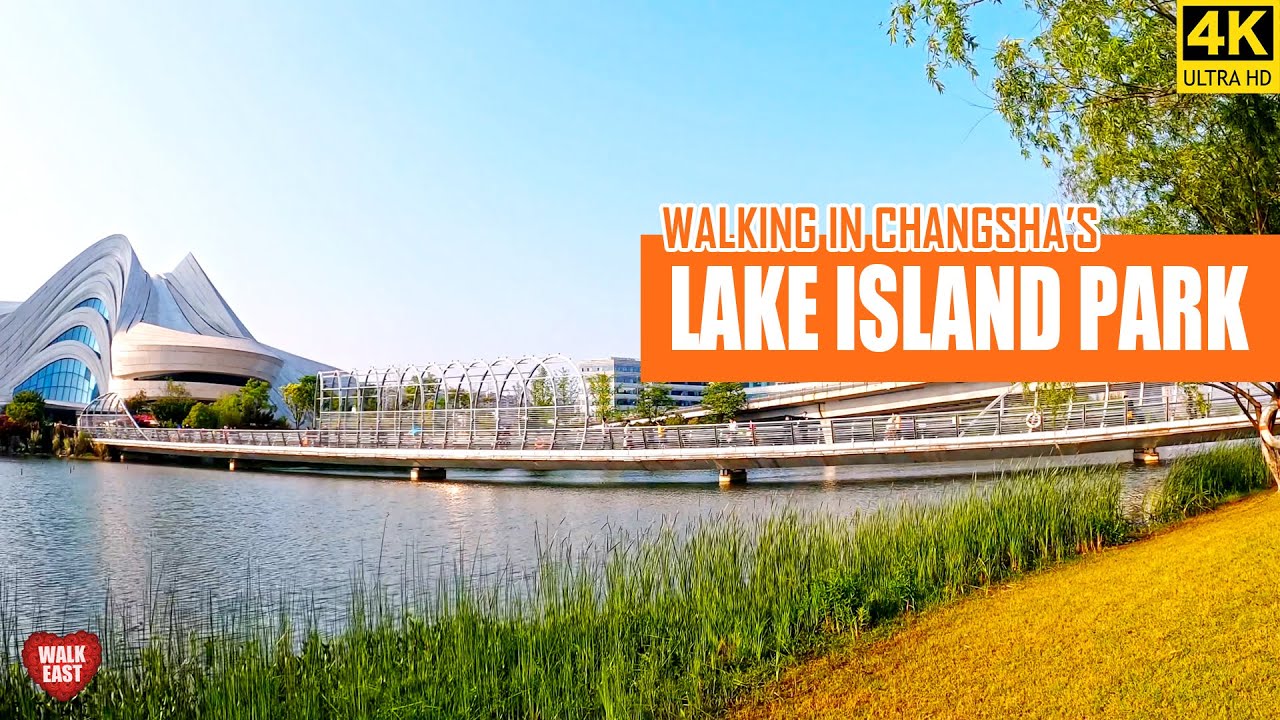 Walking in A Lake Island Park In Changsha | Meixi Lake | China 4K | 梅溪湖 ...
