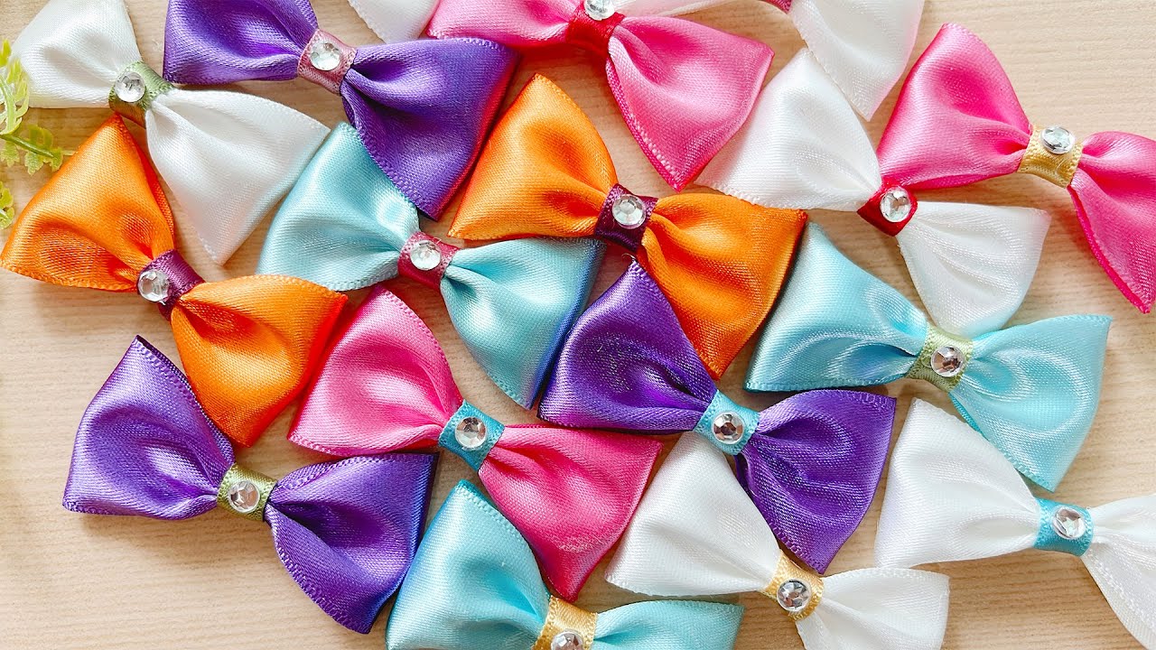 Satin Ribbon Bow DIY, Quick & Easy Ribbon Bow, How to Make Mini Ribbon ...