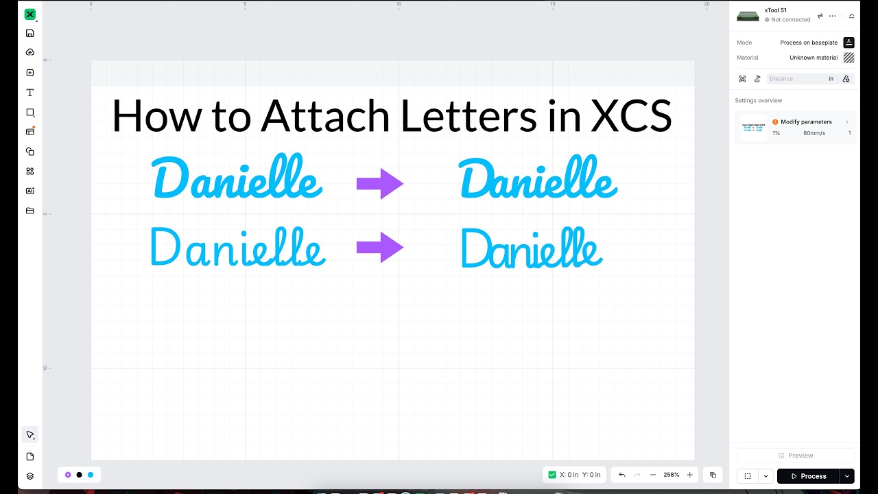 How to Attach Letters in xTool Creative Space Quick Tutorial - YouTube