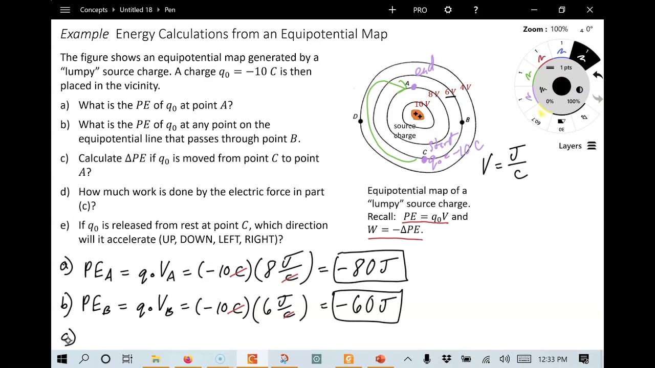 Example Energy Calculations from an Equipotential Map - YouTube