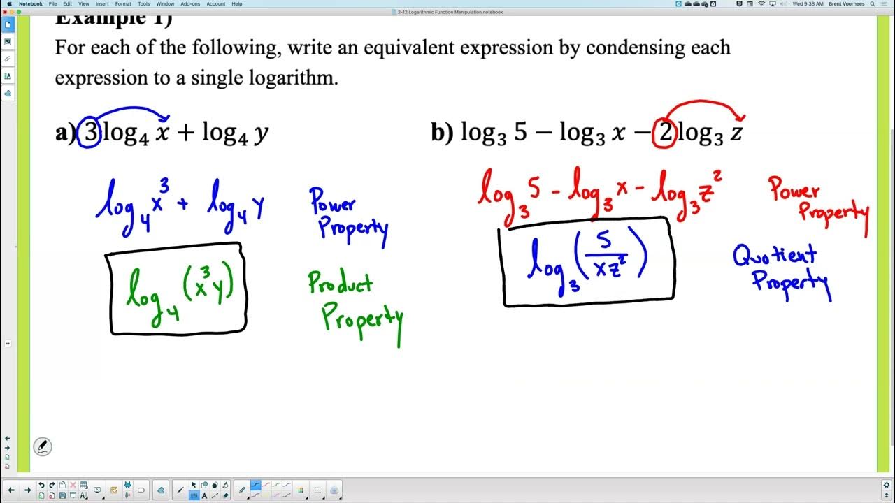 2-12 Logarithmic Function Manipulation - YouTube