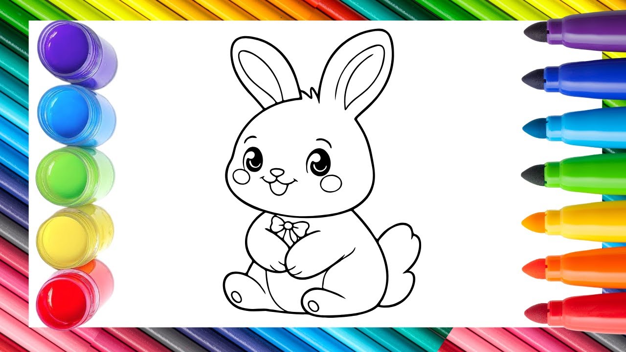 How to draw a rabbit for kids || drawing and coloring learning || step ...
