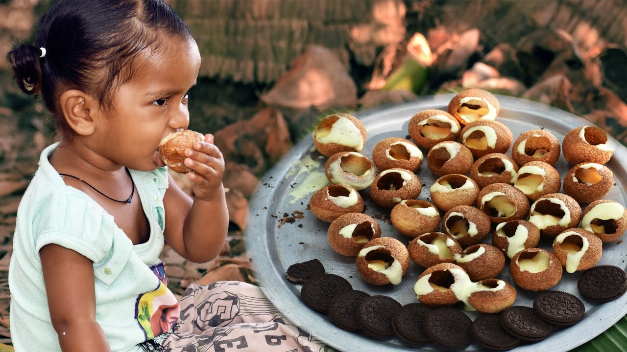 ice cream pani puri Oreo biscuit eating village baby dhiya - YouTube