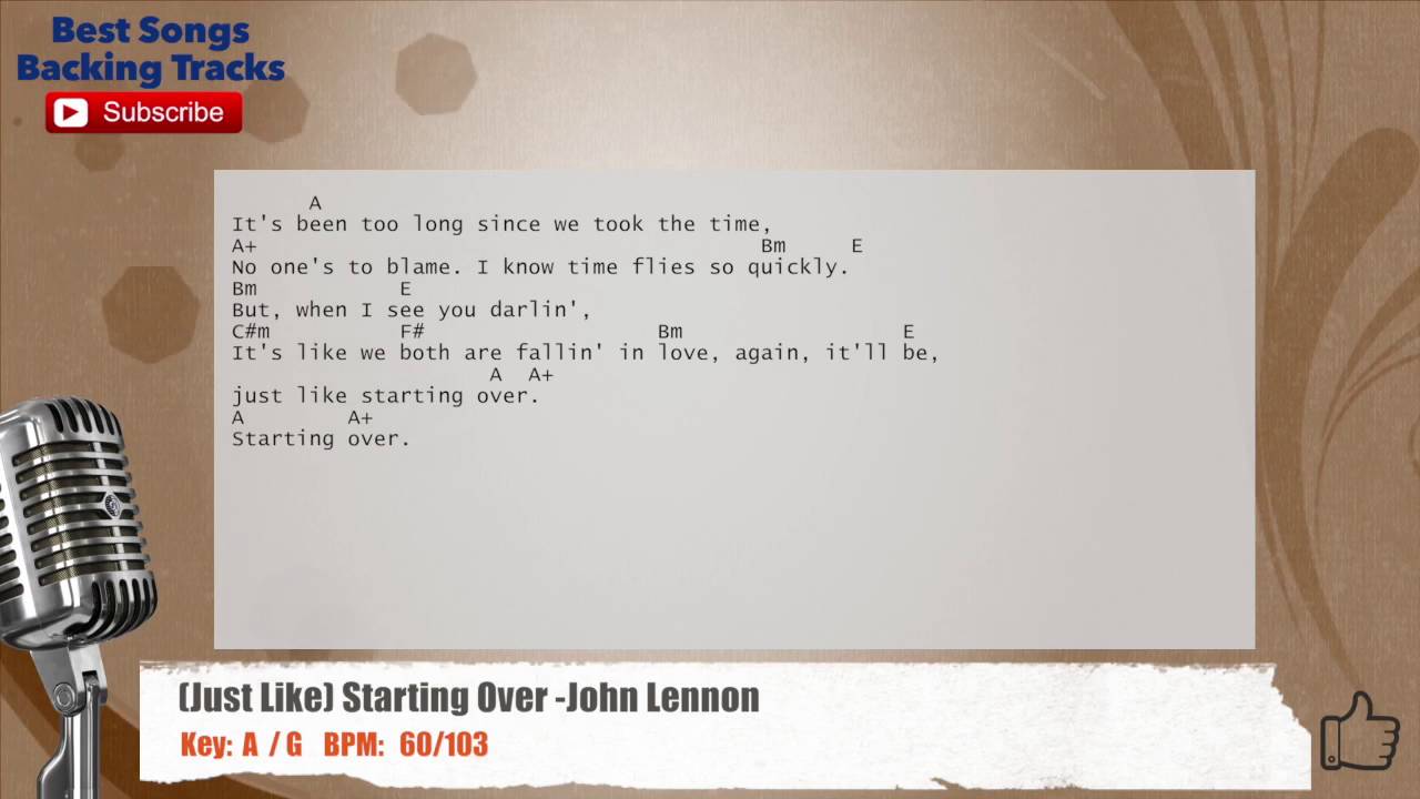 🎙 (Just Like) Starting Over -John Lennon Vocal Backing Track with ...