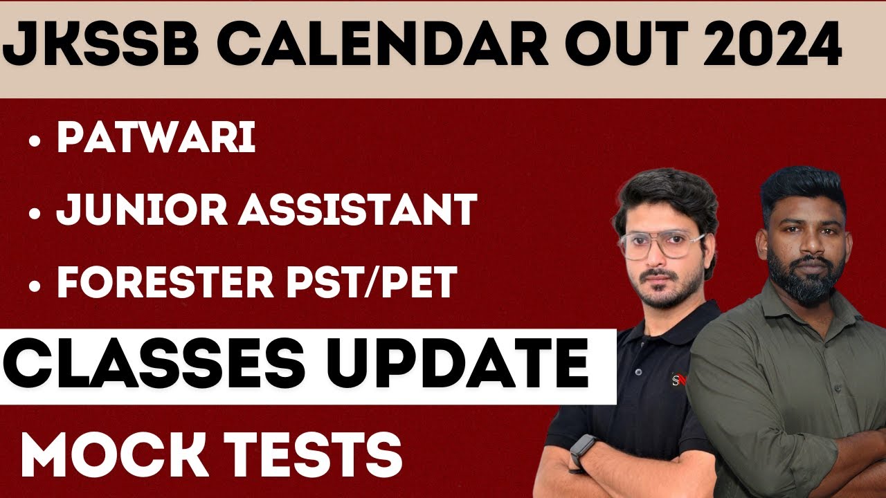 JKSSB CALENDAR OUT 2024// PATWARI// JUNIOR ASSISTANT// FORESTER ...