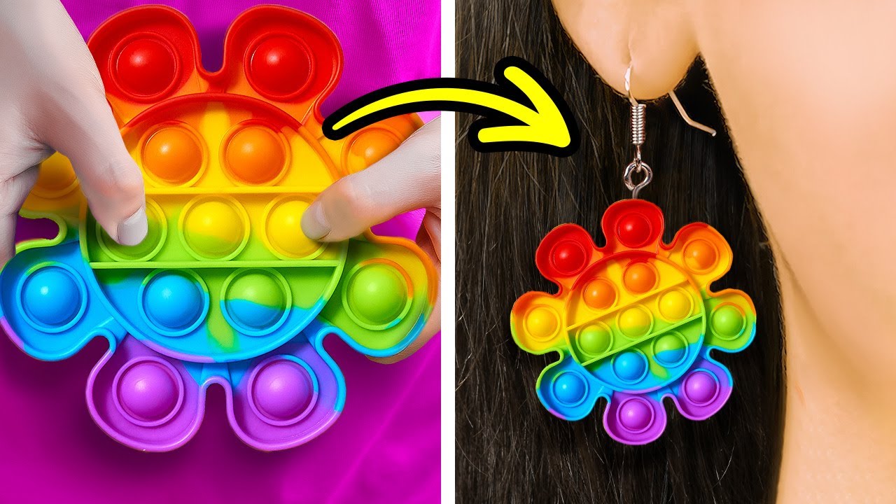 RAINBOW POP IT CRAFTS | Cool DIY Ideas With Fidget Toys That Will ...