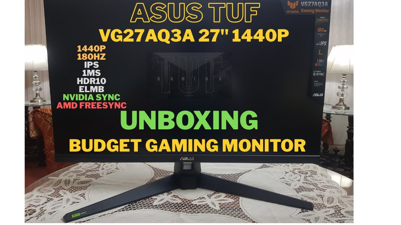 UNBOXING ASUS TUF VG27AQ3A (27" 1440p 180hz) IPS GAMING MONITOR - YouTube