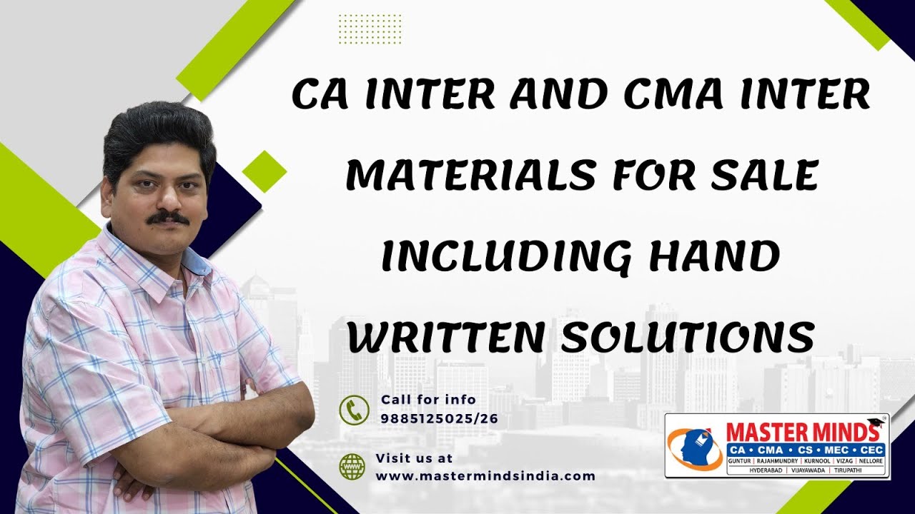 TELUGU | CA INTER AND CMA INTER MATERIALS FOR SALE INCLUDING HAND ...