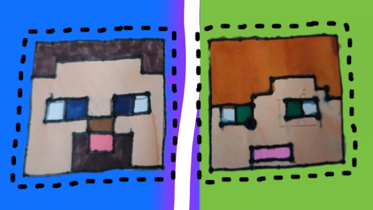 Minecraft Steve and Alex drawing - YouTube