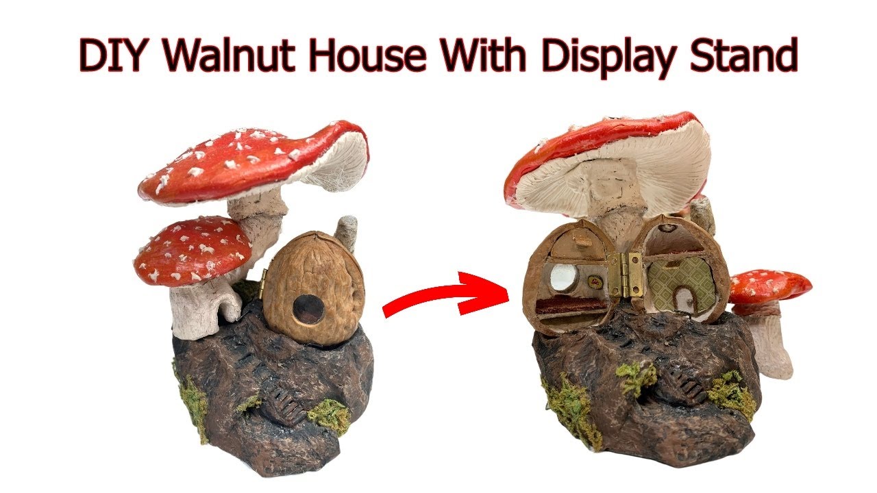 DIY Walnut Shell House With Window / Fold Out Floors / Mushroom Stand ...