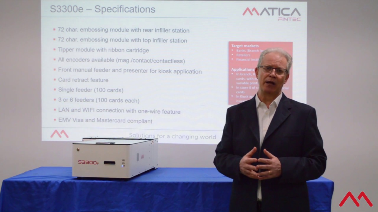 S3300e Desktop embosser for financial applications - YouTube