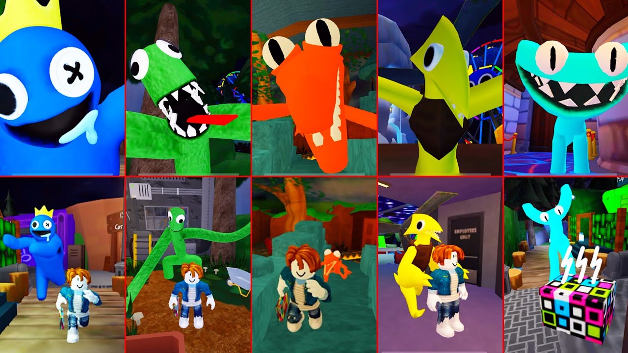 Rainbow friends but chasing every Rainbow friends 2 jumpscares - YouTube