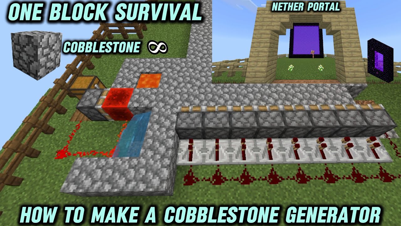 How to make a cobblestone generator in Minecraft | one block survival ...
