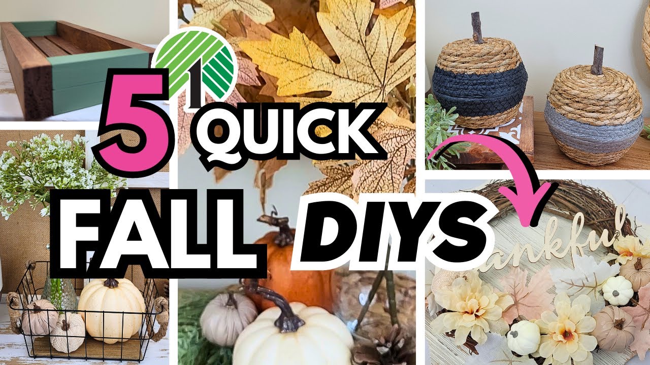 🍁5 *NEW* FALL Dollar Tree DIYS | Under 5 Minute DIYS & HACKS - YouTube