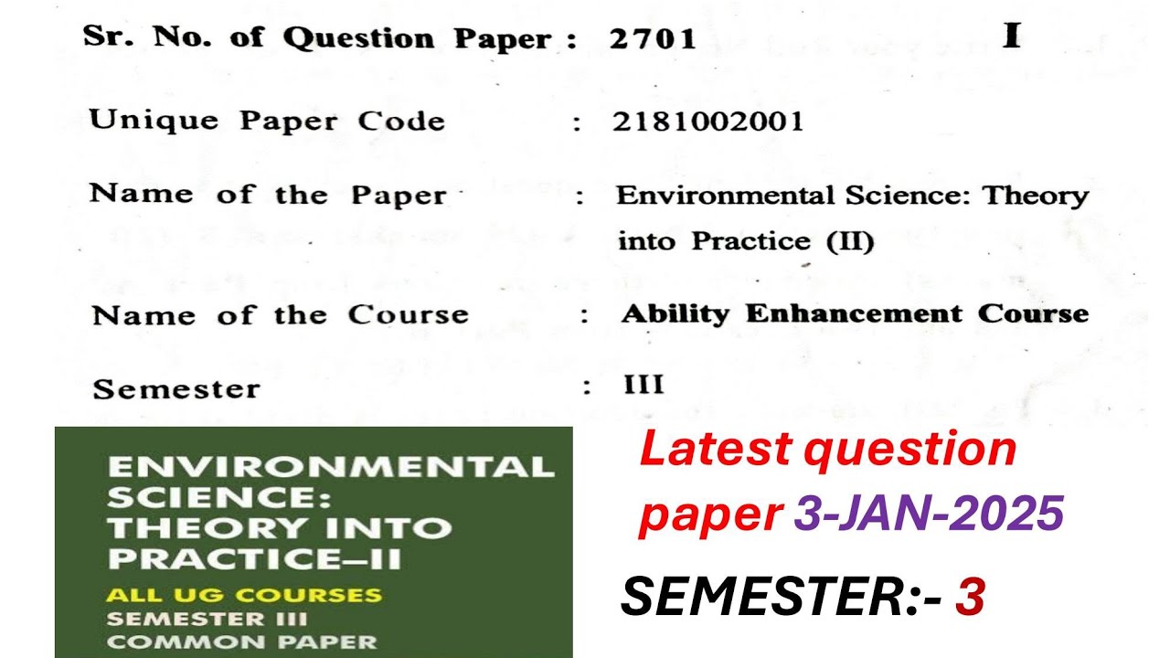 3rd semester environmental science theory into practice-ii - YouTube